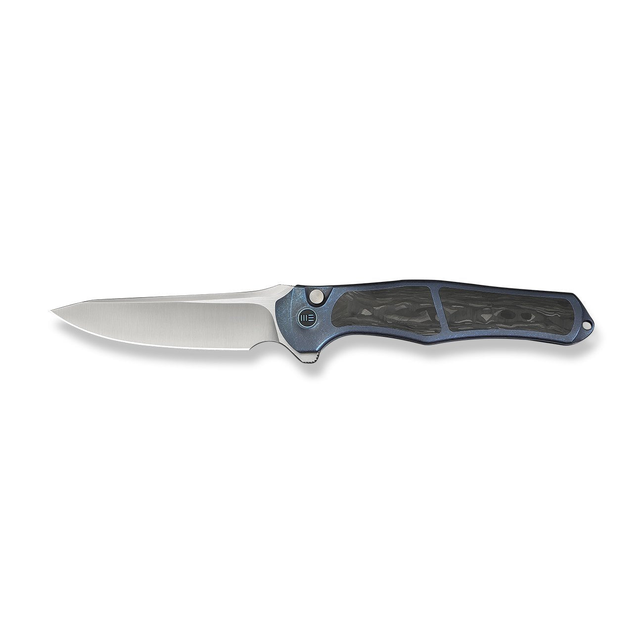 WEKNIFE 702XI Flipper & Button Lock Knife Blue Titanium Integral Handl ...