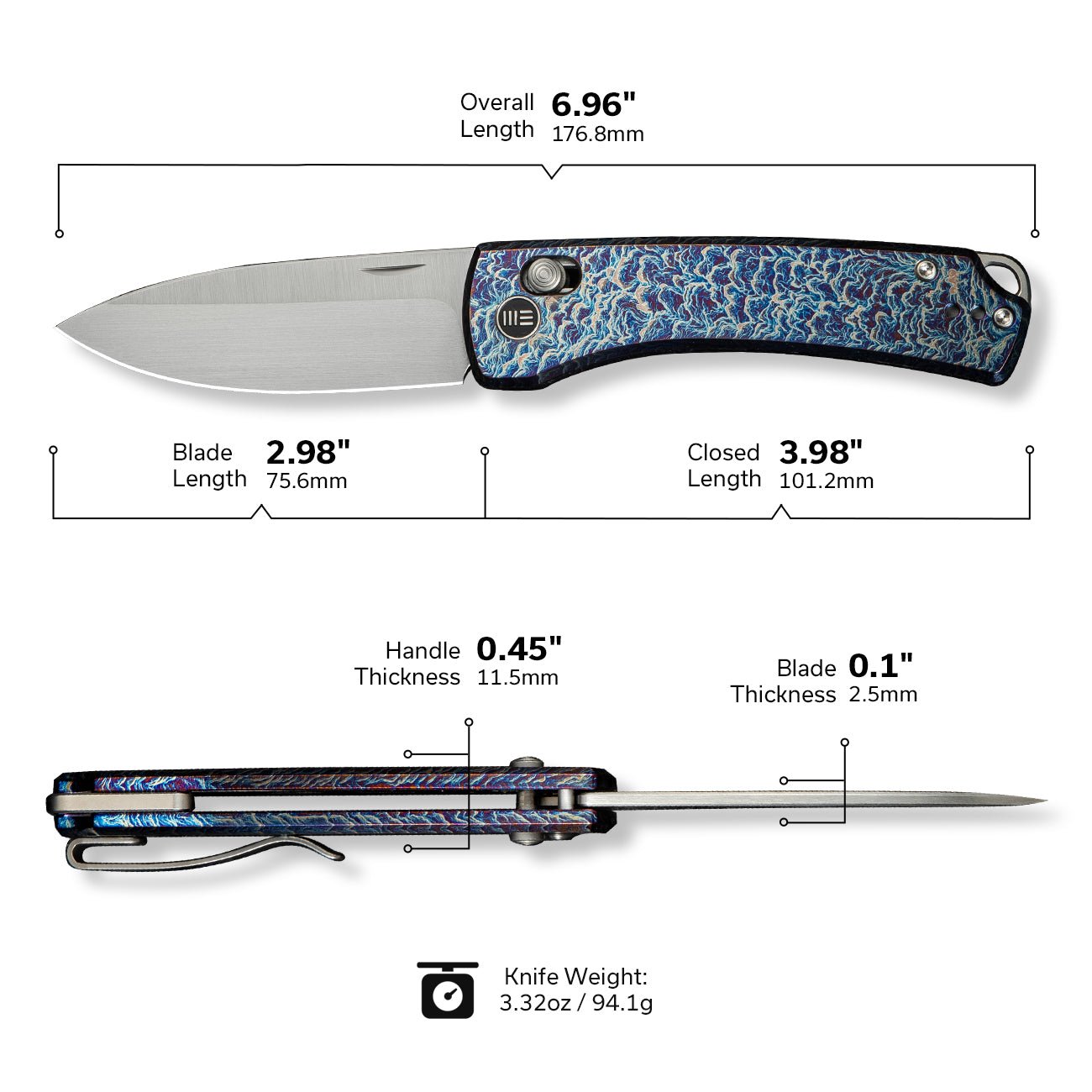WEKNIFE Nightblade Crossbar Lock Knife Titanium Handle (2.98" CPM 20CV ...