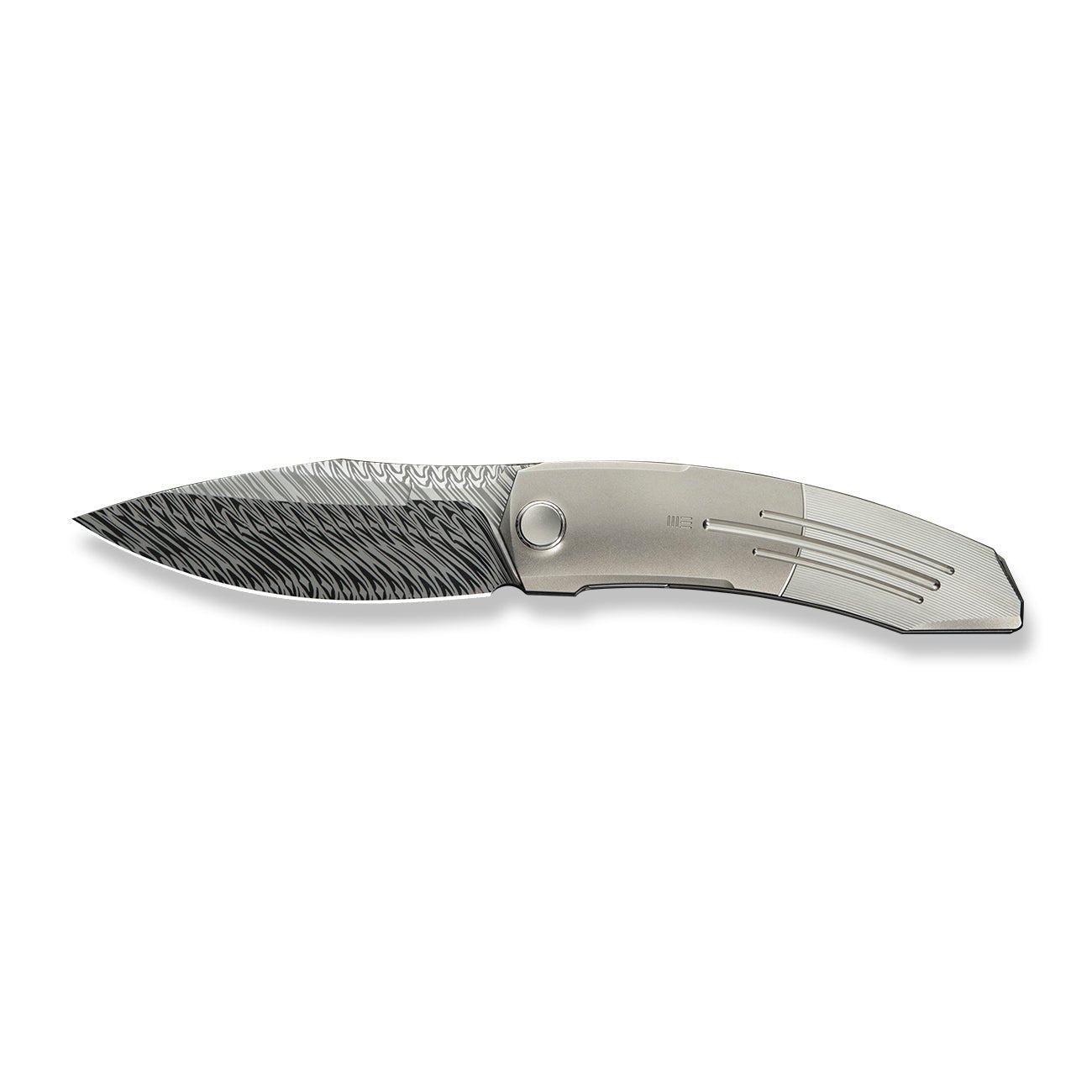 WEKNIFE Sine Wave Flipper Knife Titanium Handle (3.98" Damasteel Blade ...