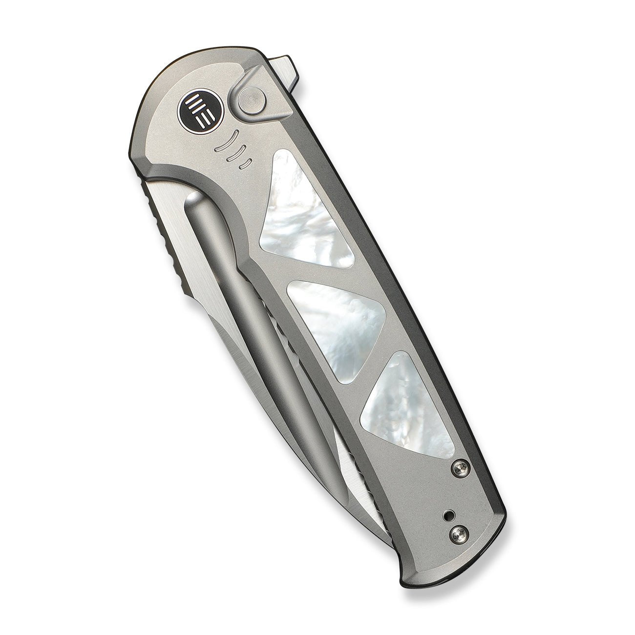 WEKNIFE Sylox Flipper & Button Lock Knife Titanium & Mother of Pearl H ...