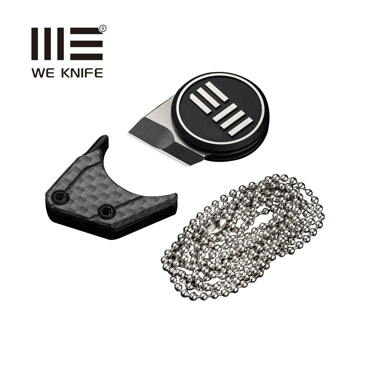WEKNIFE Quark Fixed Blade Neck Knife Titanium & Carbon Fiber (0.47" M3 ...