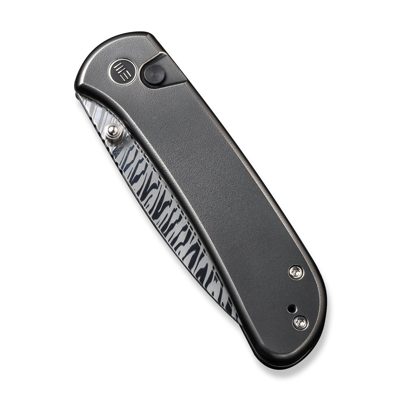 WEKNIFE Qubit Thumb Stud & Button Lock Knife Titanium Handle Damasteel ...